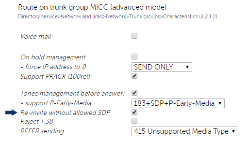 Configuring Routing on Trunk Group
